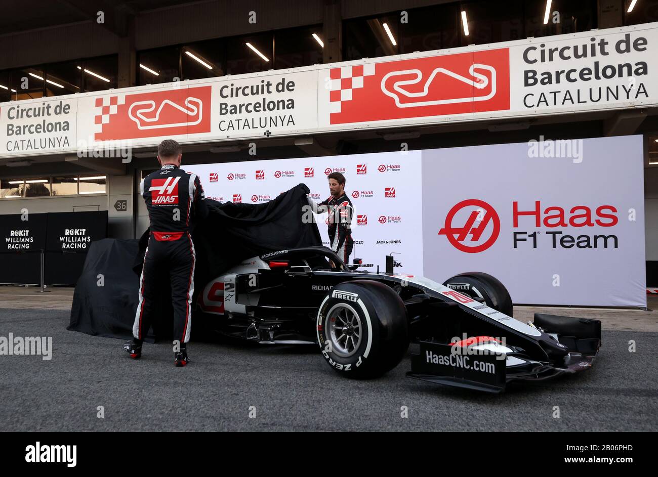 Haas F1 drivers Kevin Magnussen (left) and Romain Grosjean unveil the ...