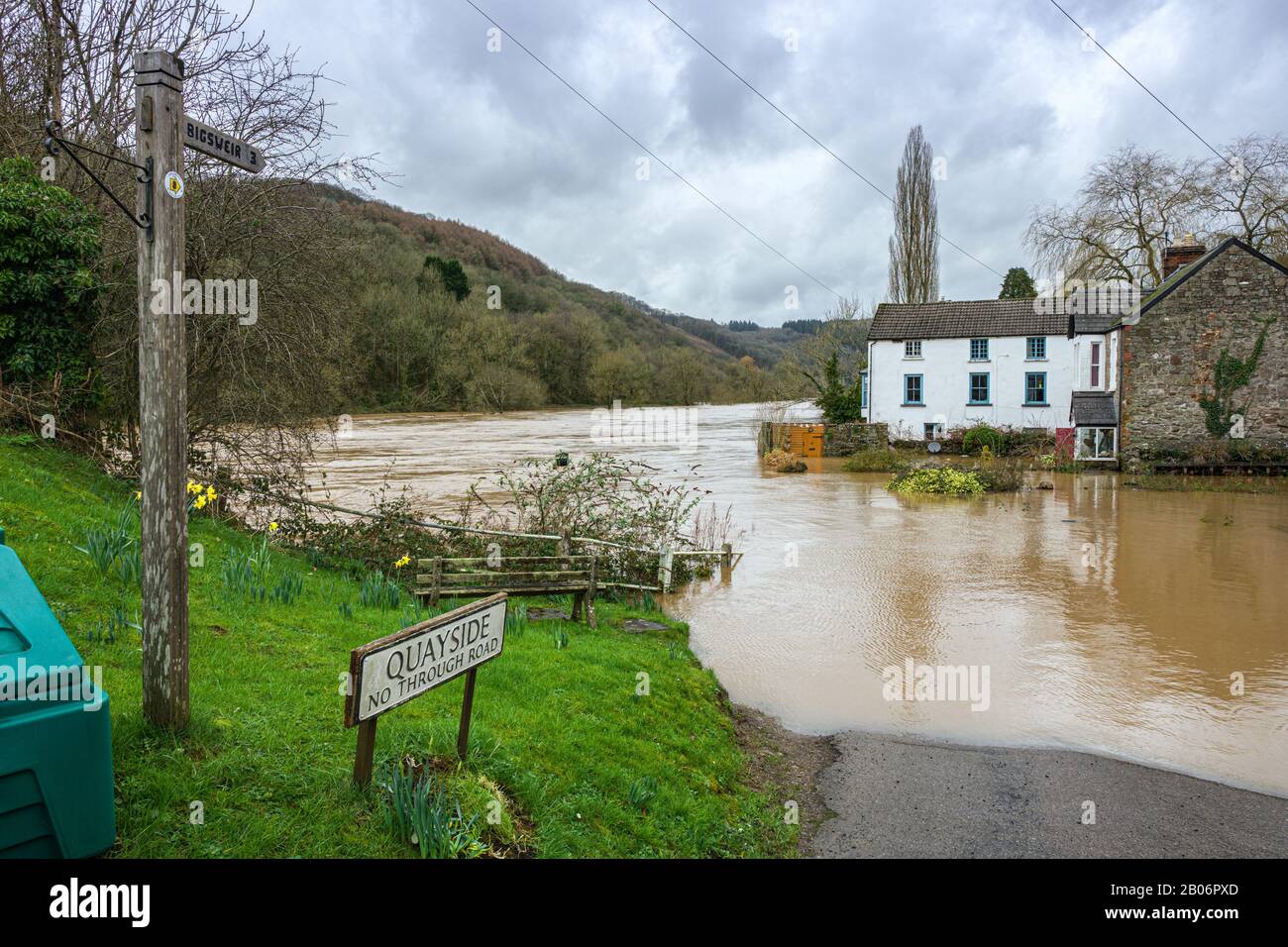 Riverside houses are inundated as the river Wye continues to rise ...