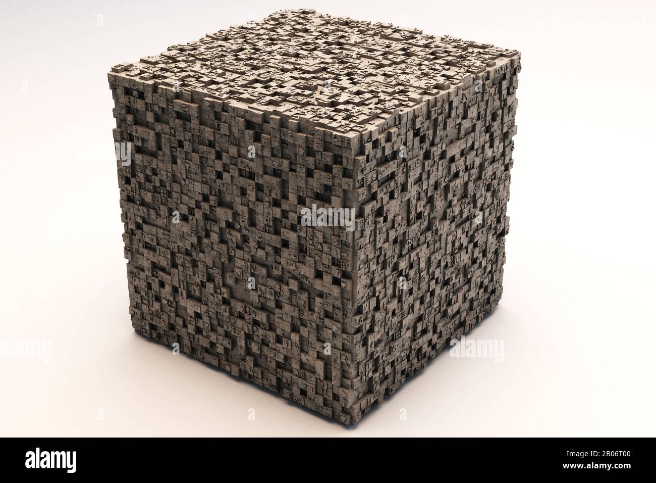 Mysterious Greeble Cube 3D Illustration Stock Photo - Alamy