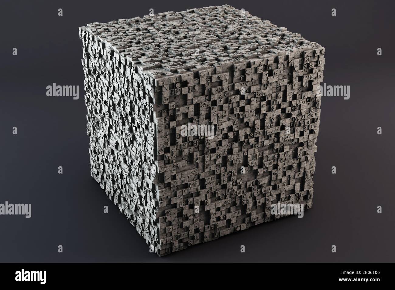 Mysterious Greeble Cube 3D Illustration Stock Photo - Alamy