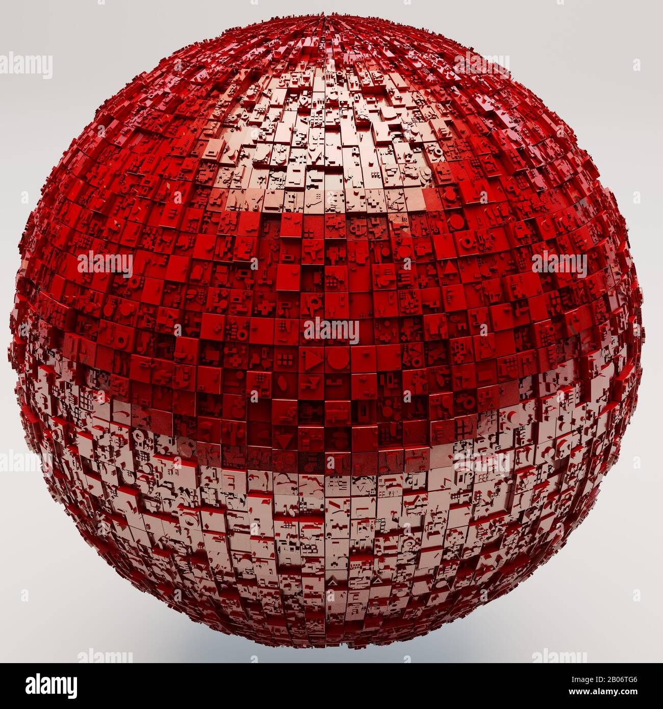 Mysterious Greeble Sphere in Red 3D Illustration Stock Photo - Alamy