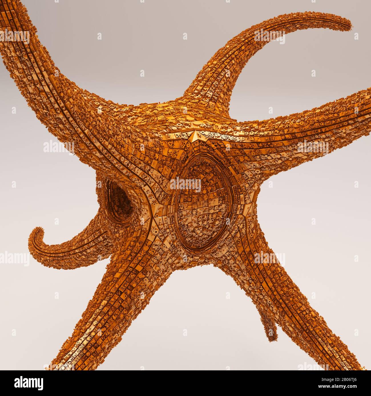 Octopus Space Station in Orange 3D Illustration Stock Photo - Alamy
