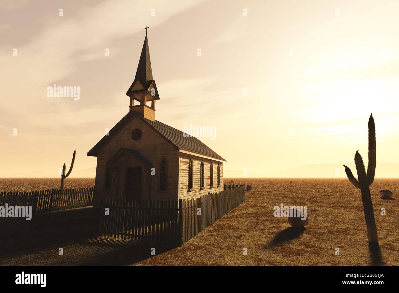 Old Wooden Christian Desert Chapel 3D Illustration Stock Photo - Alamy