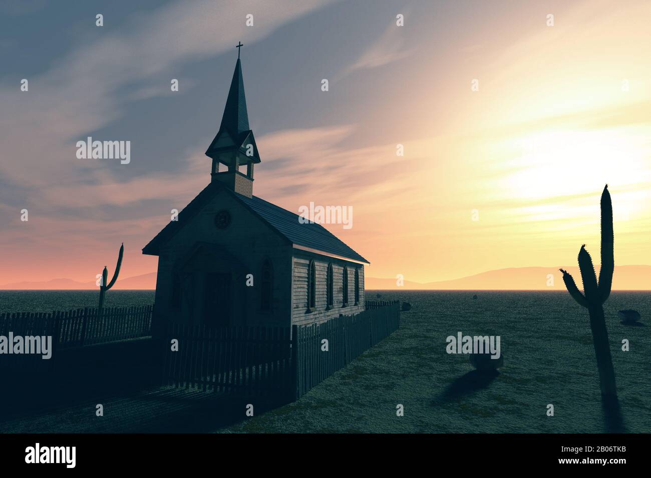Old Wooden Christian Desert Chapel 3D Illustration Stock Photo - Alamy