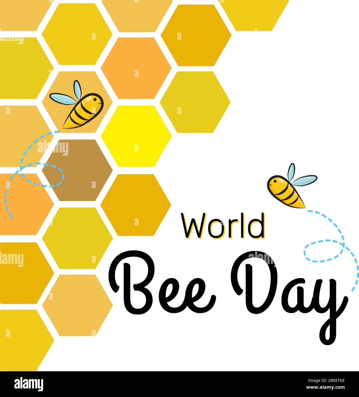 World Bee Day Vector Design Template with bees on the honeycomb Stock ...