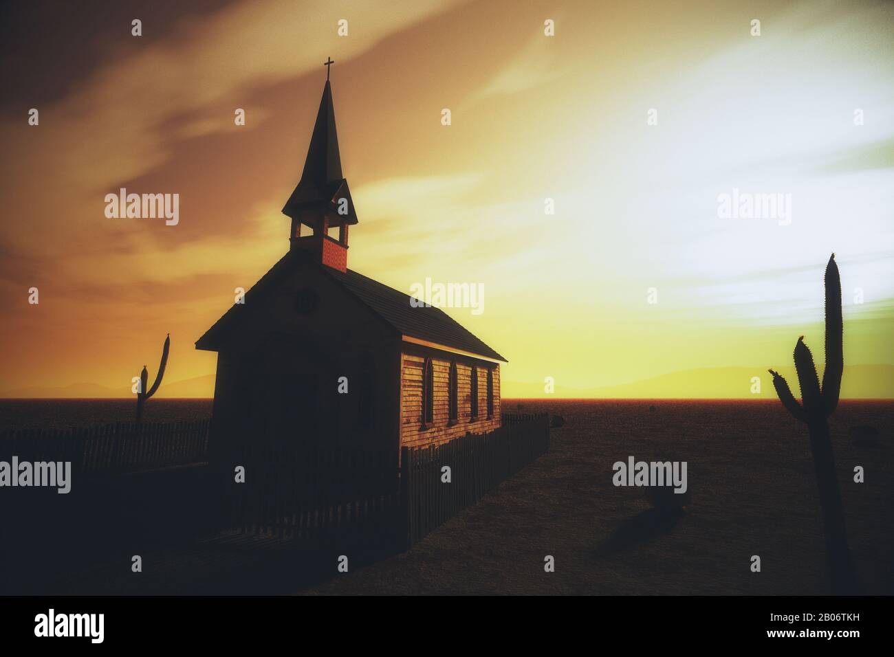 Old Wooden Christian Desert Chapel 3D Illustration Stock Photo - Alamy