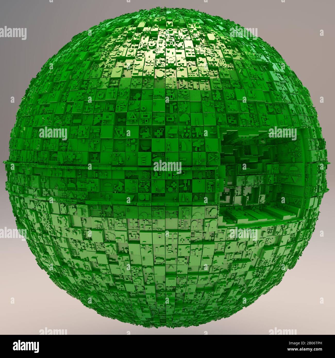 Sphere Space Station in Green 3D Illustration Stock Photo - Alamy