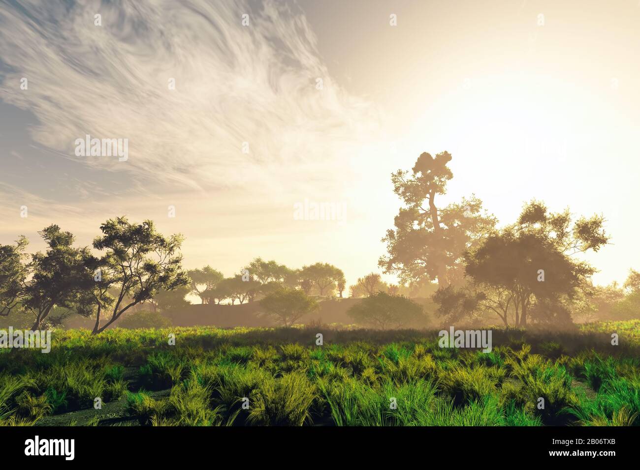 Wonderful Fairy Tale Magical Summer Field 3D Illustration Artwork Stock ...