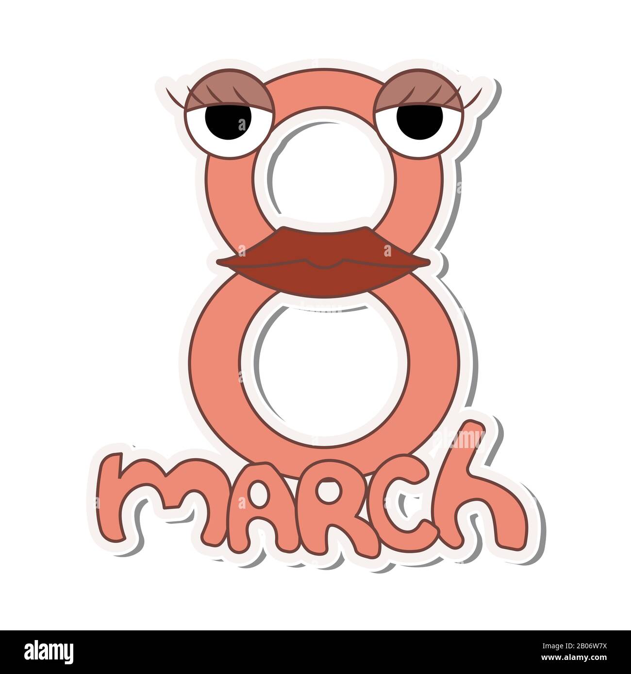 women's day design. 8 march with lips and eyes . white background ...