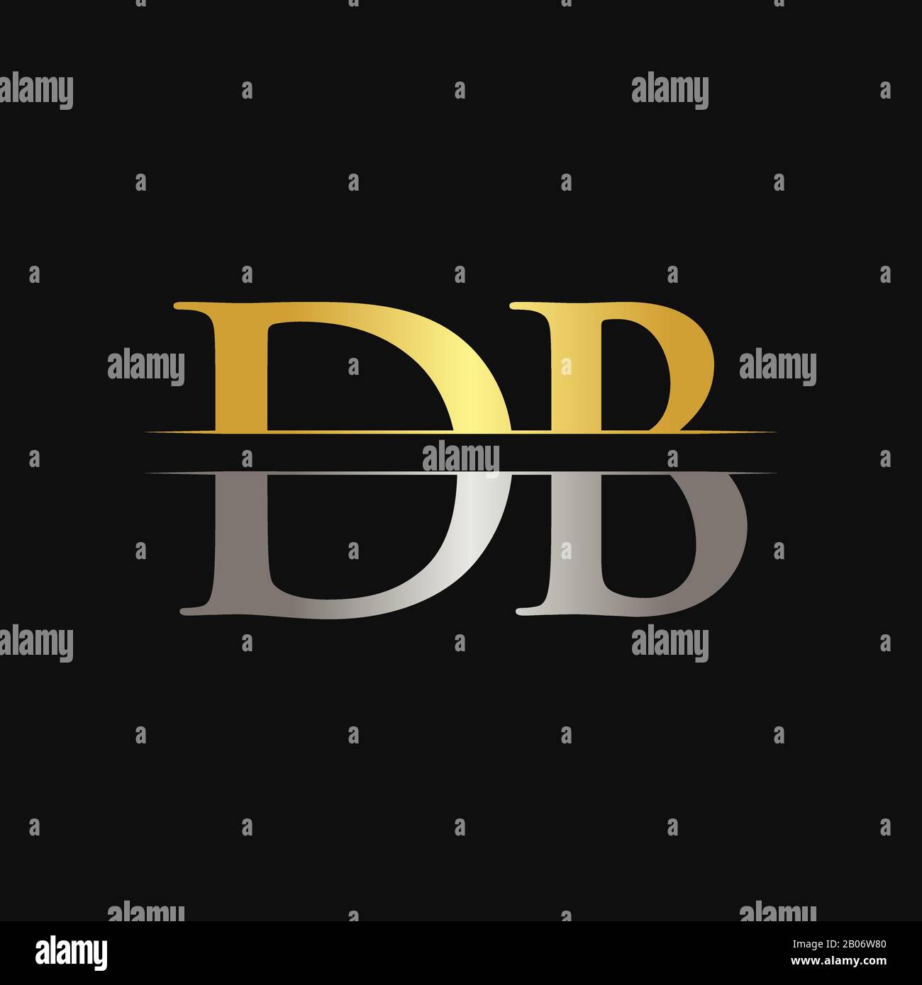 Initial DB Letter Logo Design Vector With Gold and Silver Color. DB Logo Design Stock Vector ...