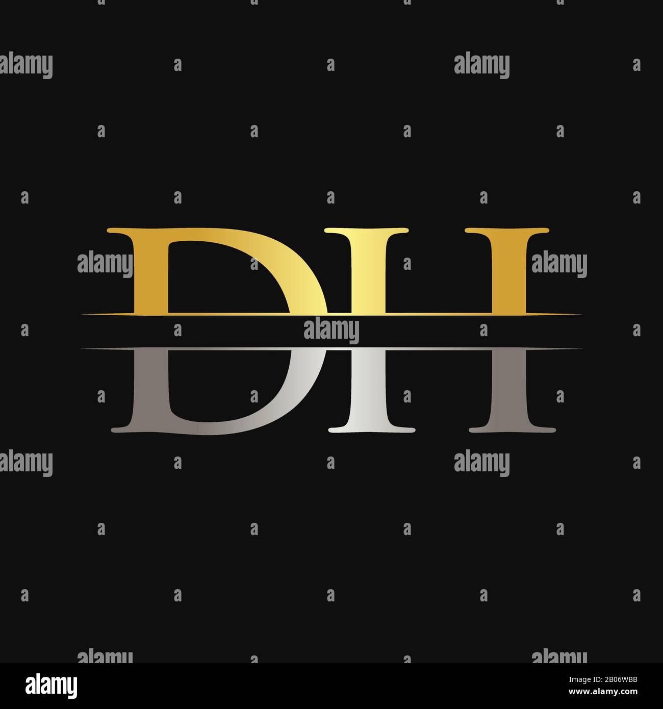 Initial DH Letter Logo Design Vector With Gold and Silver Color. DH ...