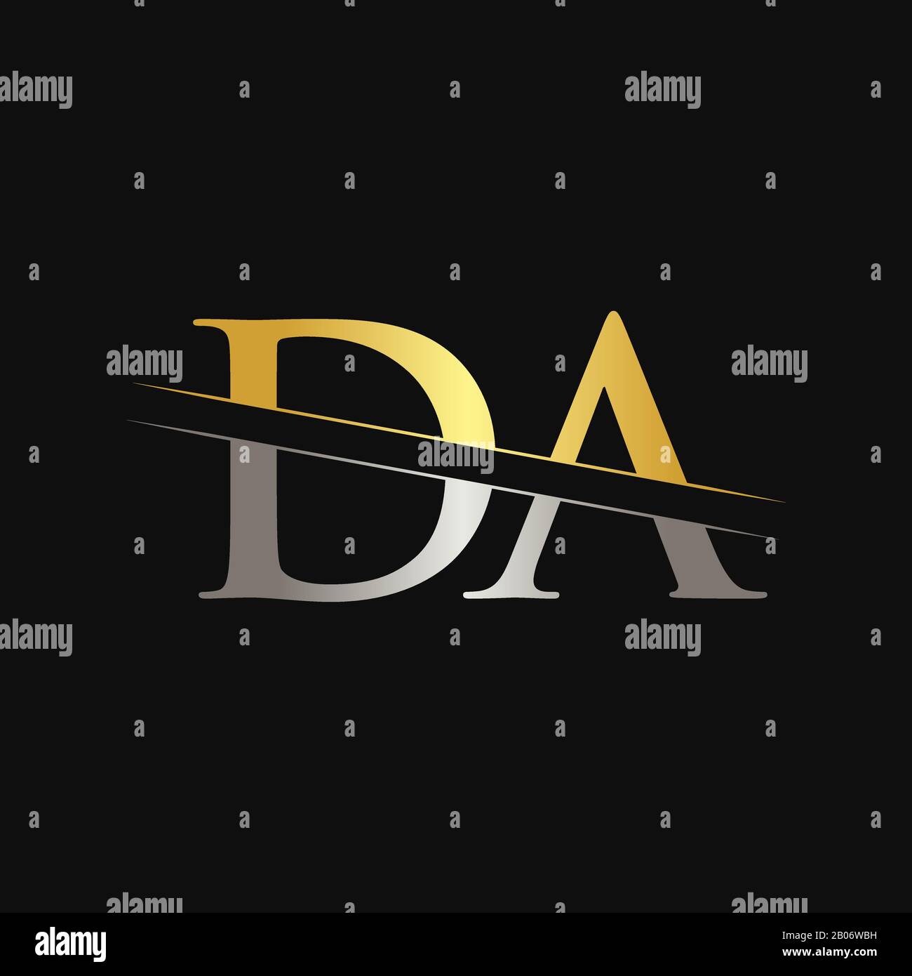 Initial DA Letter Logo Design Vector With Gold and Silver Color. DA ...