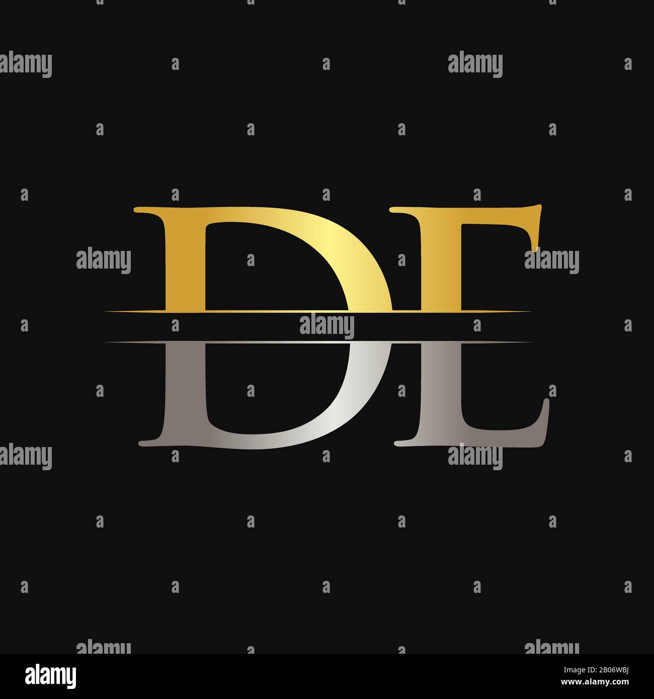 Initial DE Letter Logo Design Vector With Gold and Silver Color. DE ...
