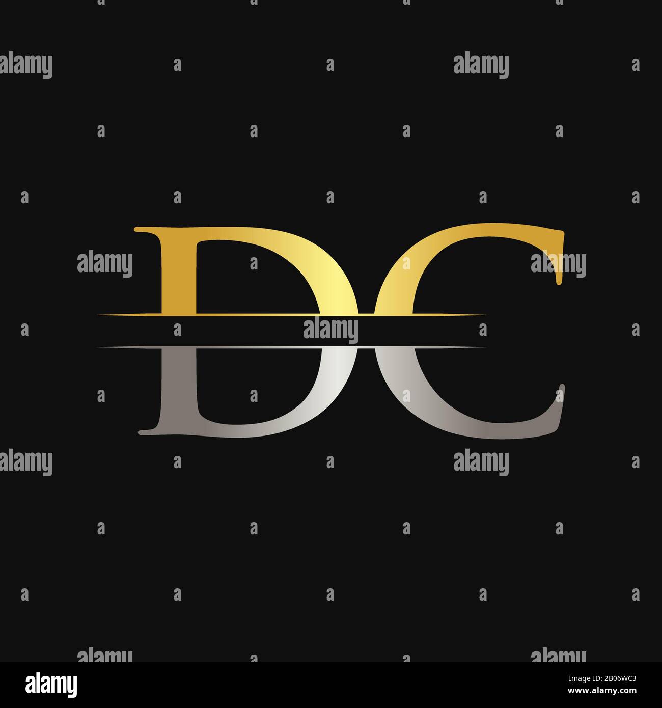 Initial DC Letter Logo Design Vector With Gold and Silver Color. DC Logo Design Stock Vector ...