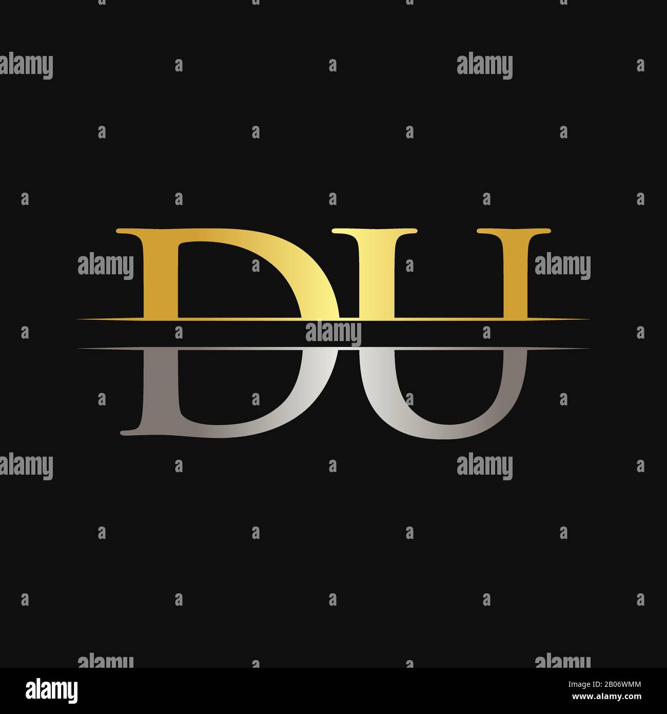 Initial DU Letter Logo Design Vector With Gold and Silver Color. DU ...