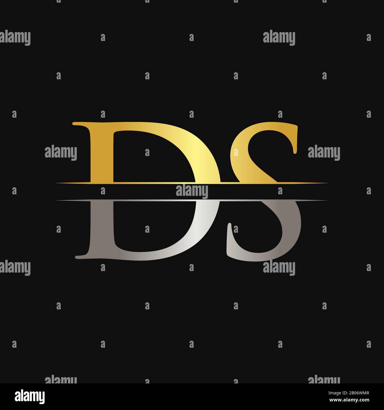 Initial DS Letter Logo Design Vector With Gold and Silver Color. DS ...