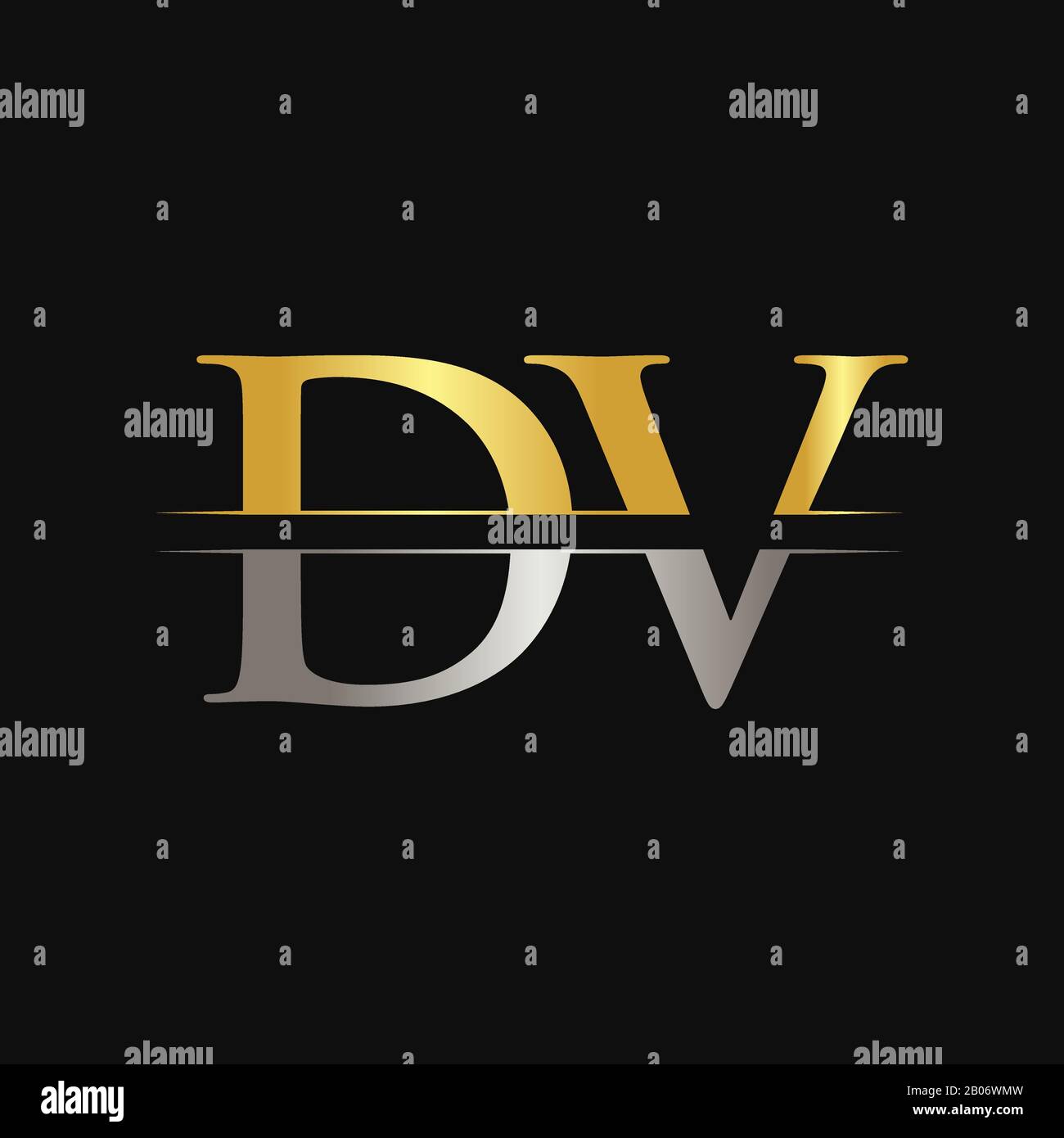 Initial DV Letter Logo Design Vector With Gold and Silver Color. DV ...