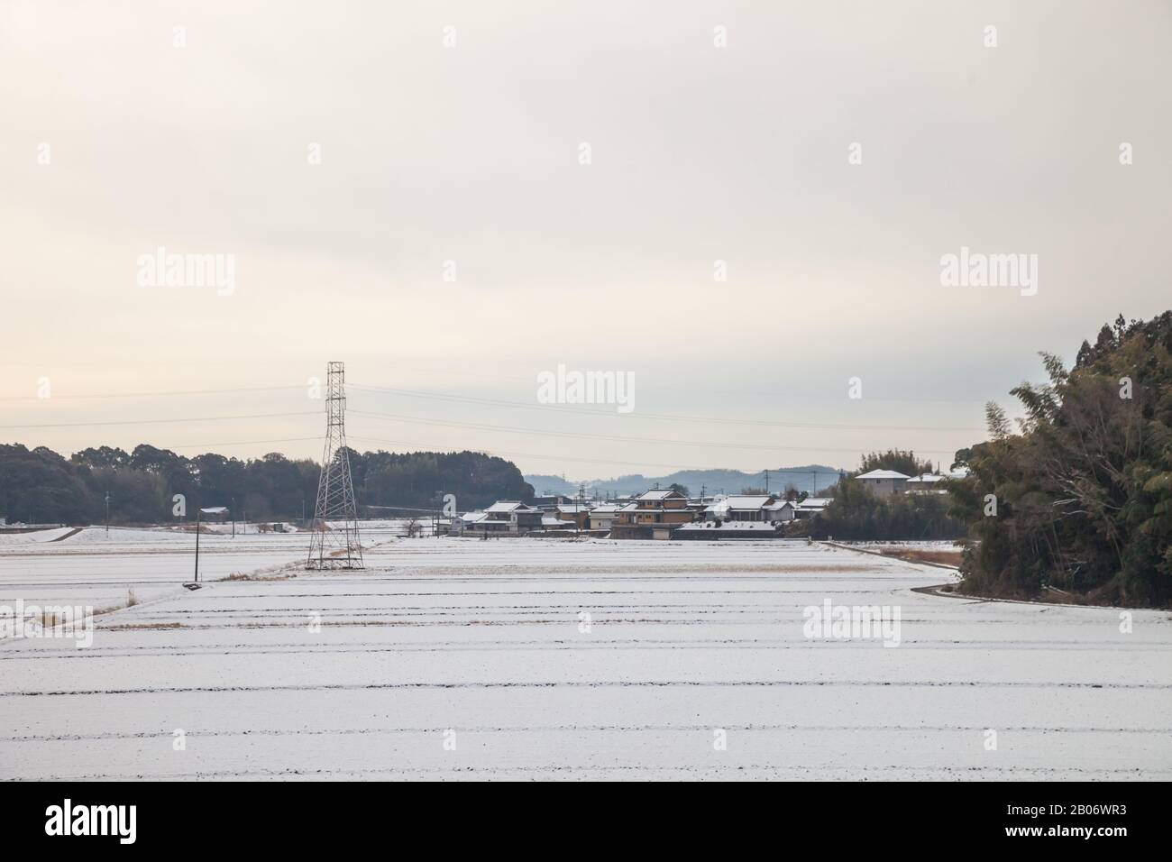 Winter background countryside with snow in Arashiyama district Kyoto ...