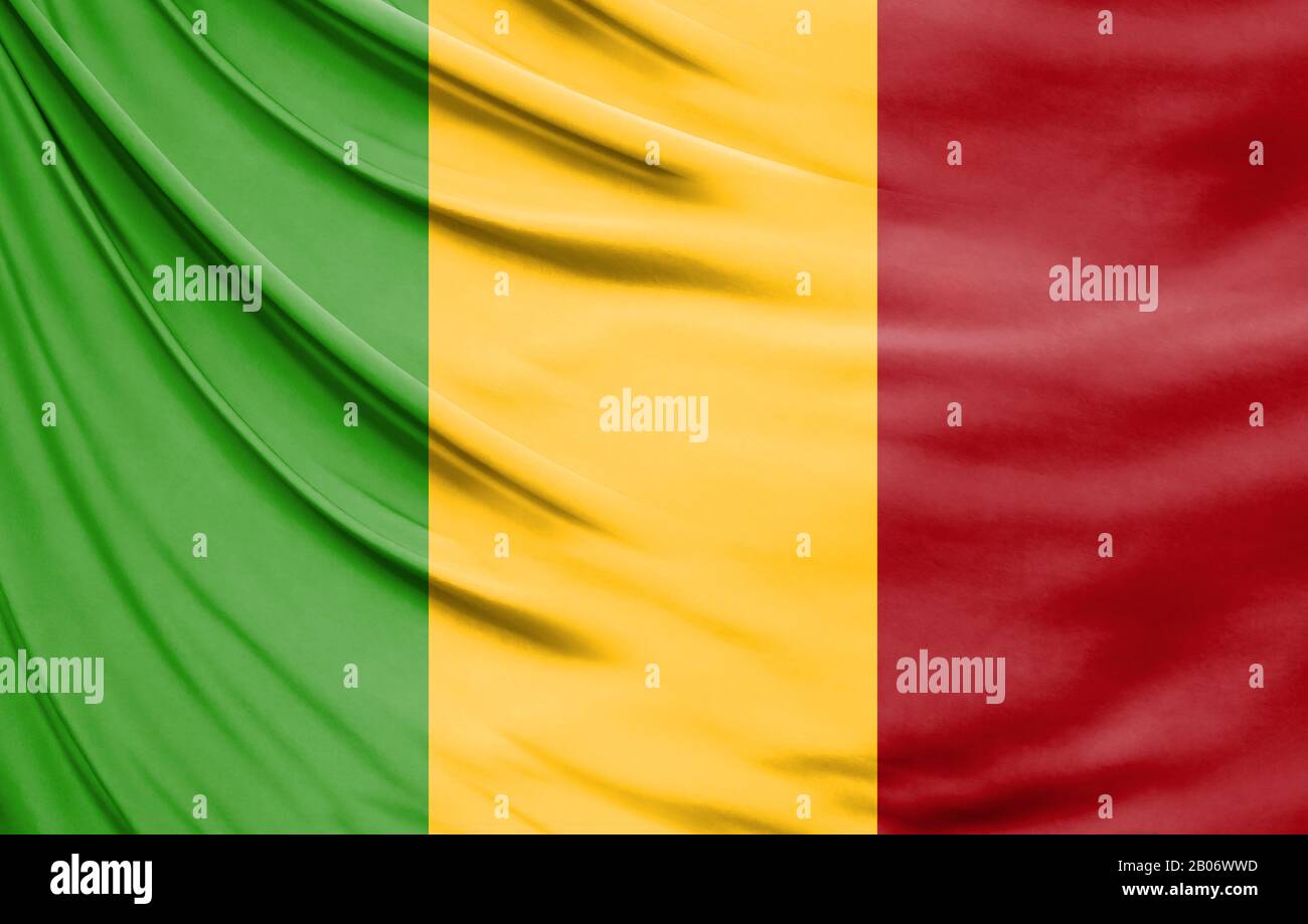 Realistic flag of Mali on the wavy surface of fabric Stock Photo - Alamy