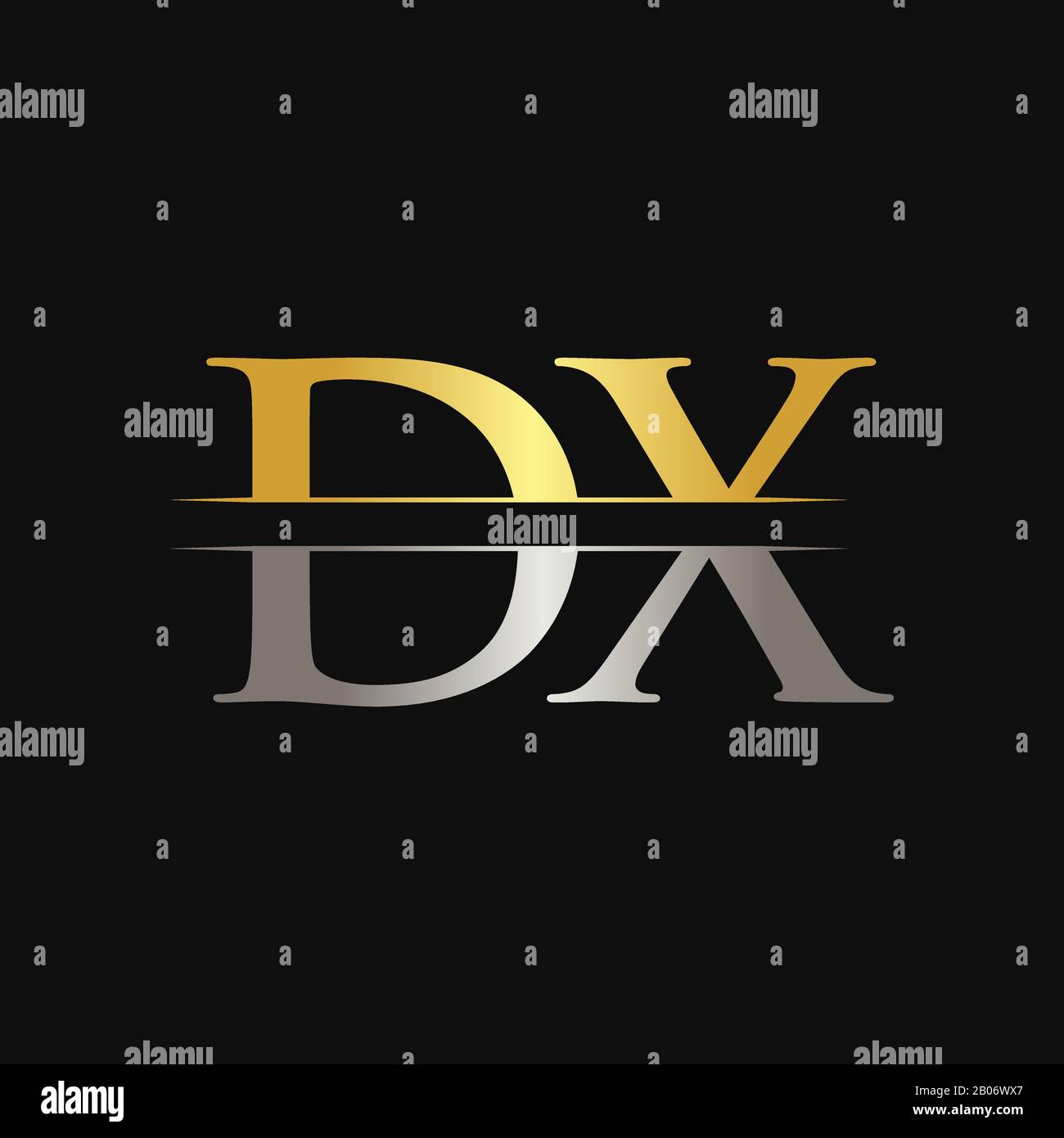 Initial DX Letter Logo Design Vector With Gold and Silver Color. DX ...