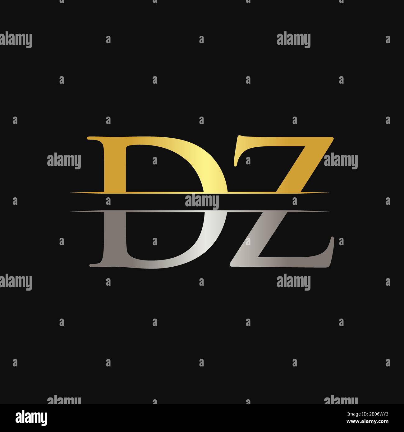 Initial DZ Letter Logo Design Vector With Gold and Silver Color. DZ ...