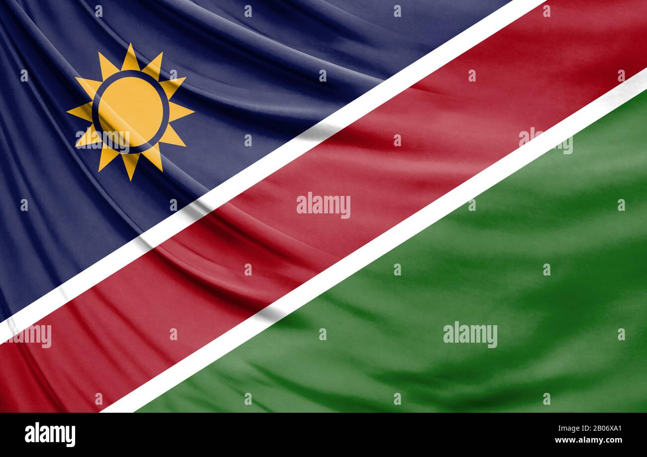 Realistic flag of Namibia on the wavy surface of fabric Stock Photo - Alamy