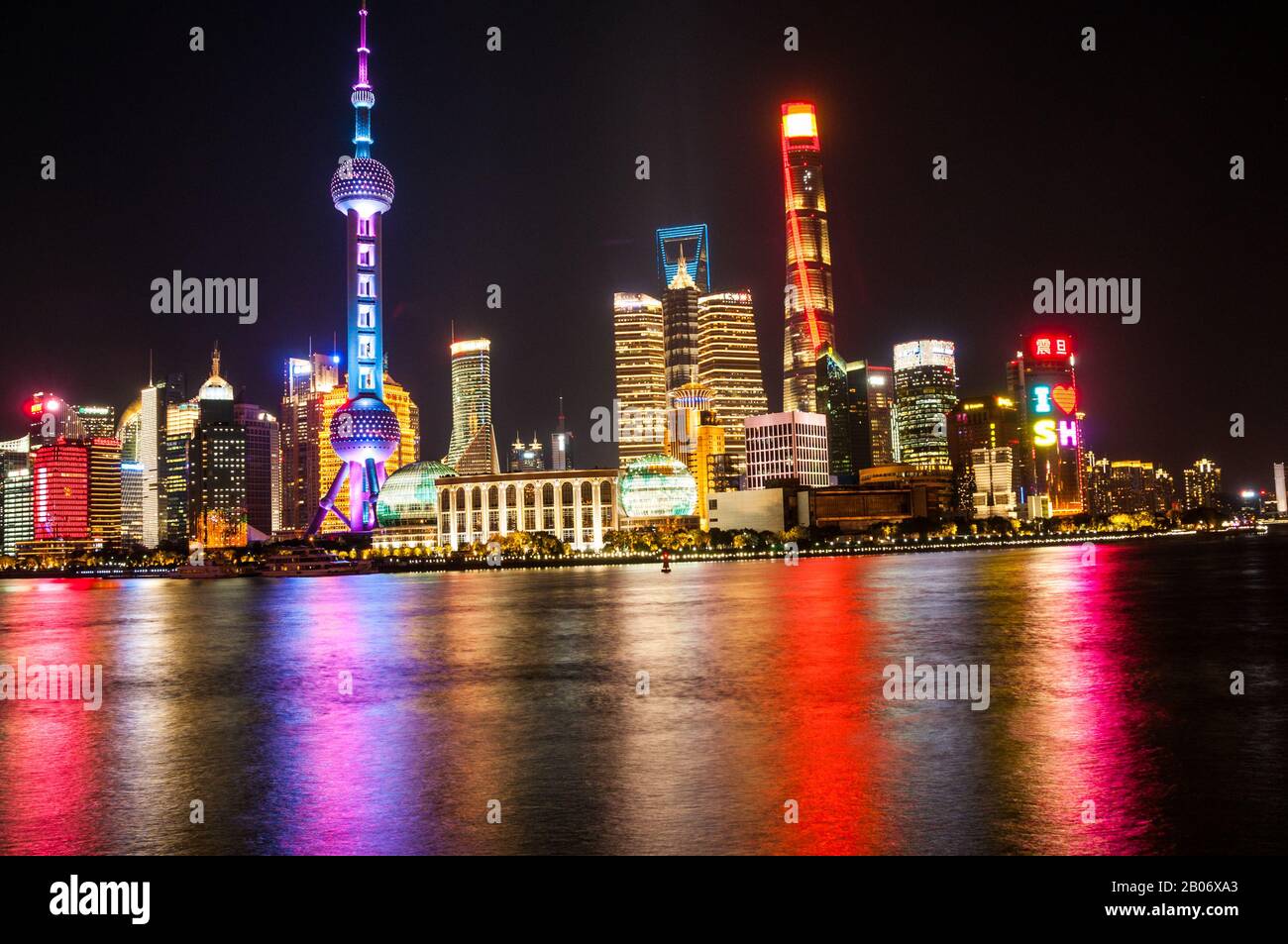 Iconic view of Shanghai’s Pudong skyline taken from the Bund during the ...