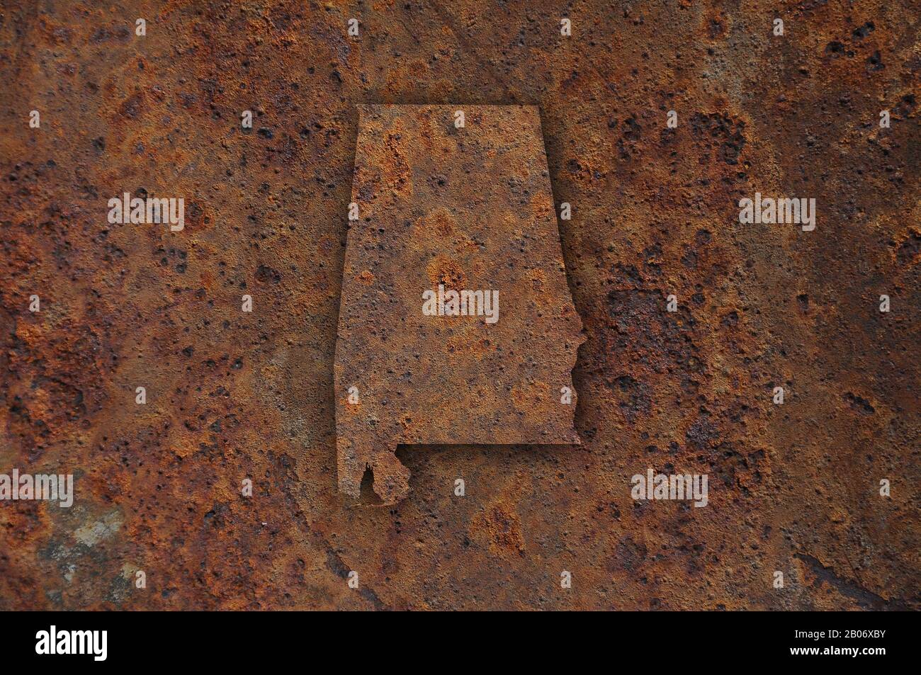Map of Alabama on rusty metal Stock Photo - Alamy