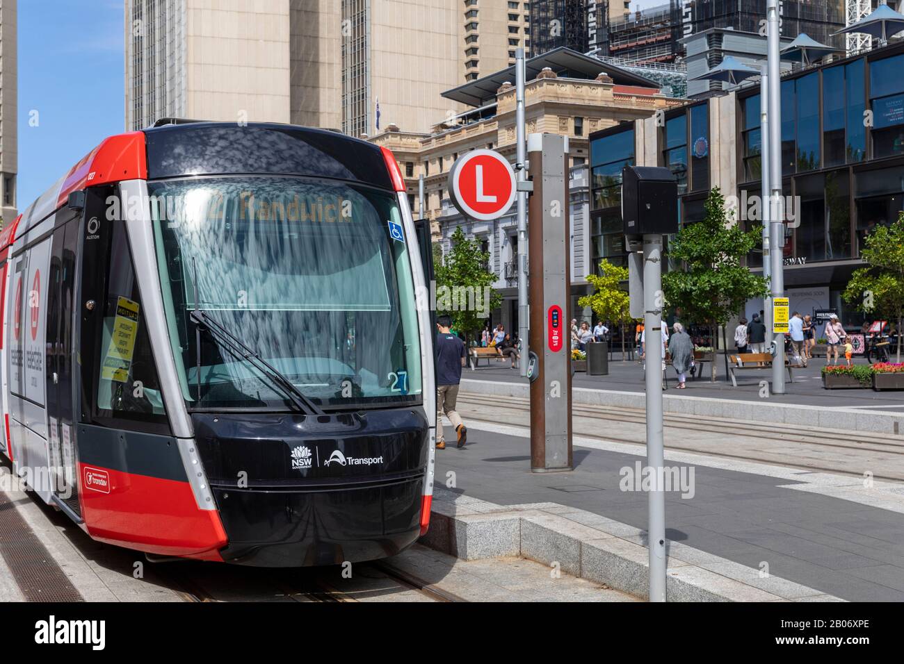 Sydney light rail train tram at Circular Quay light rail stop in the ...
