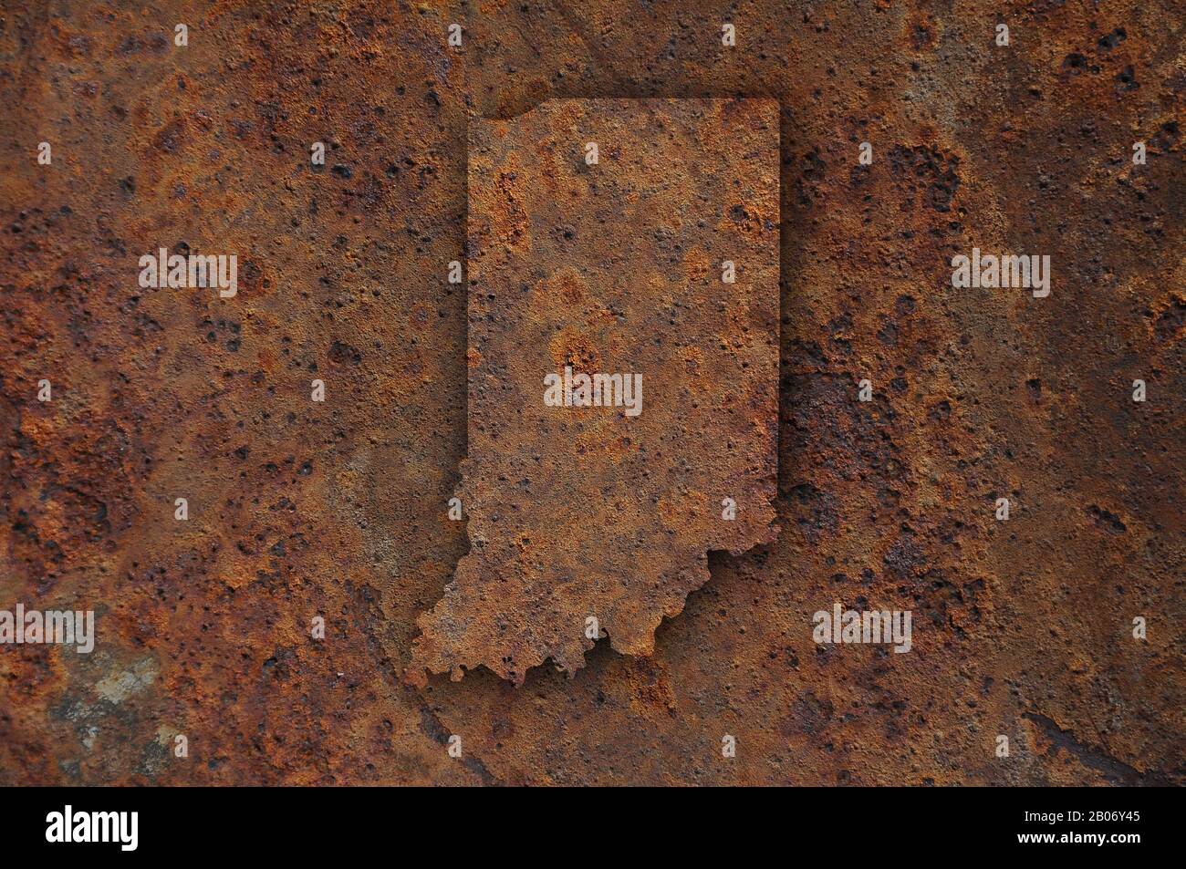 Map of Indiana on rusty metal Stock Photo - Alamy