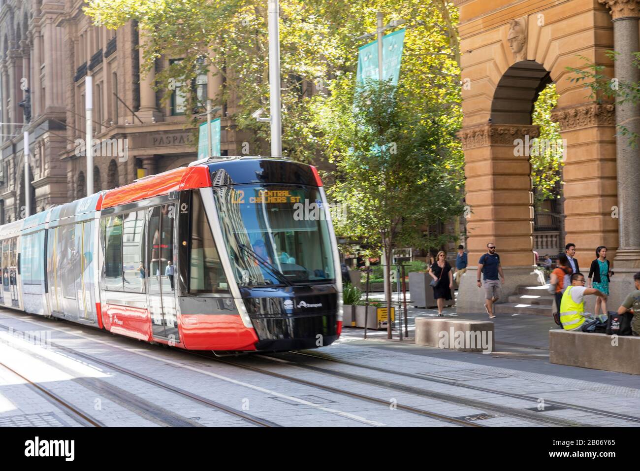 Sydney light rail train tram running through the city centre,Sydney ...