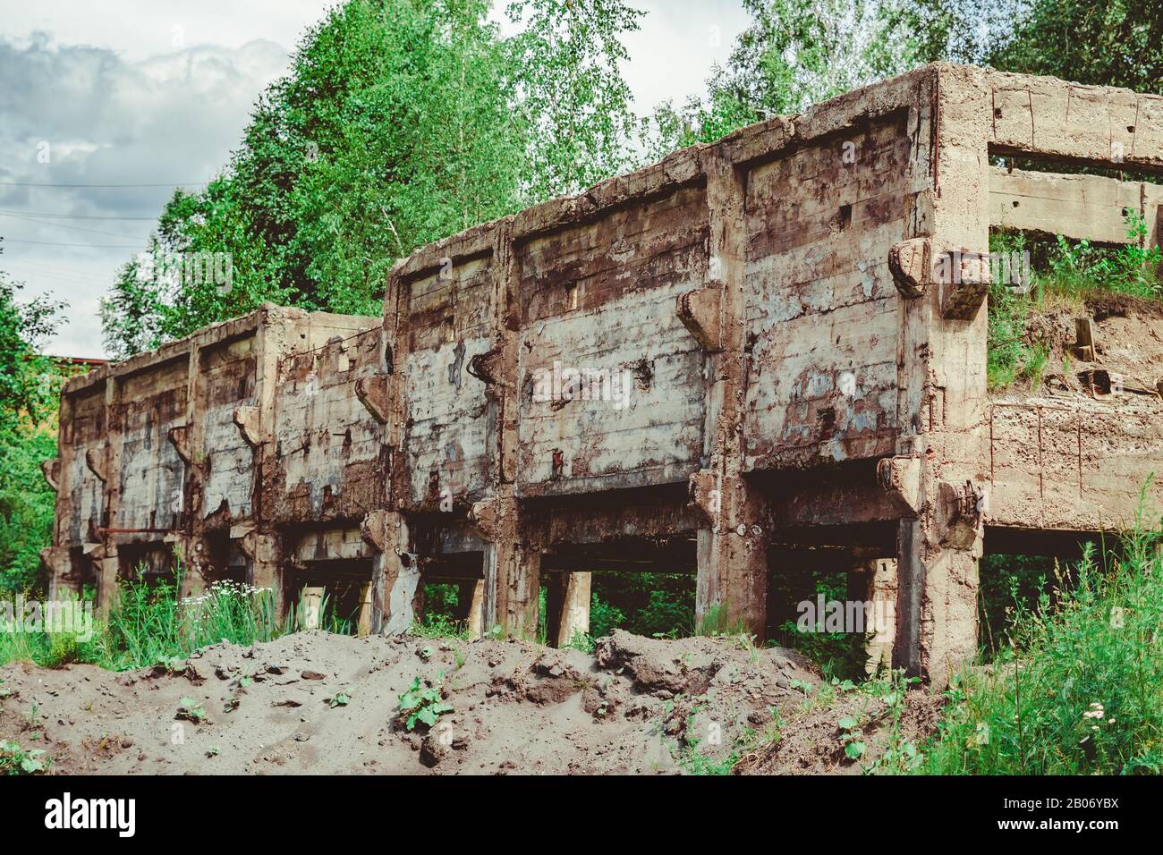 an old ruined building a tall tower against the sky Stock Photo - Alamy