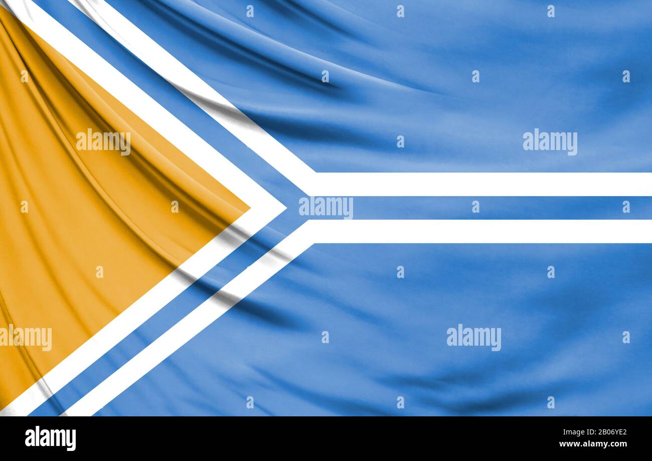 Realistic flag of Tuva on the wavy surface of fabric Stock Photo - Alamy