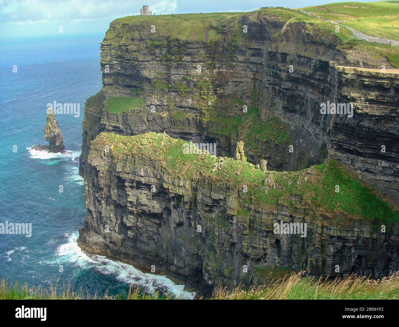colorful ocean views, green grassy rocks, rocks and blue water. The ...