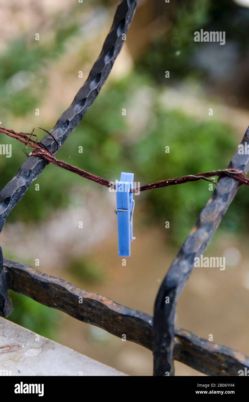 Clothes Pin on the Rope Stock Photo - Alamy