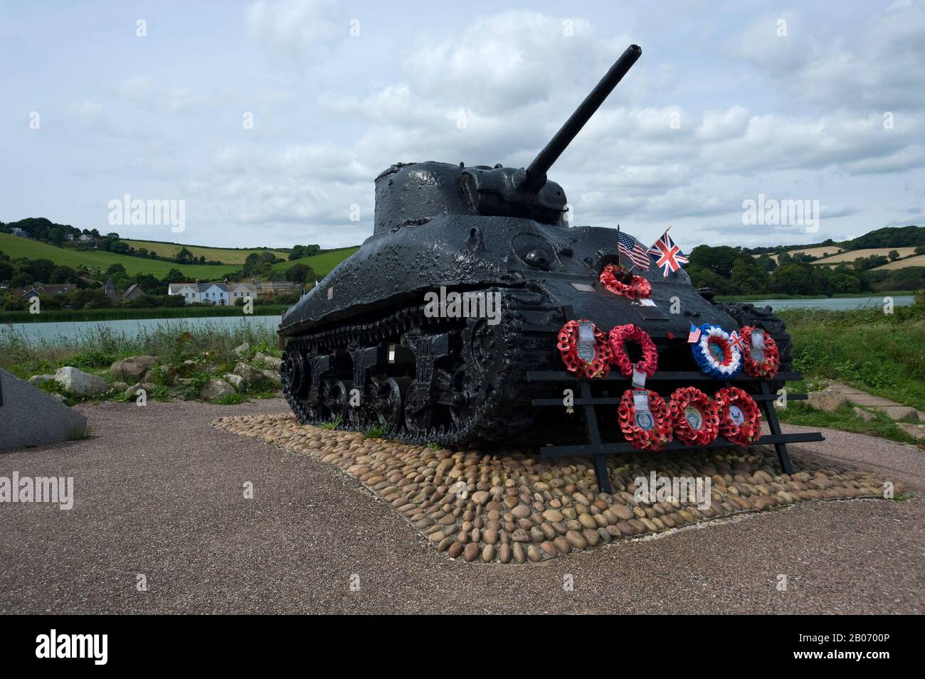Sherman Tank at Torcross in Devon England UK Stock Photo - Alamy