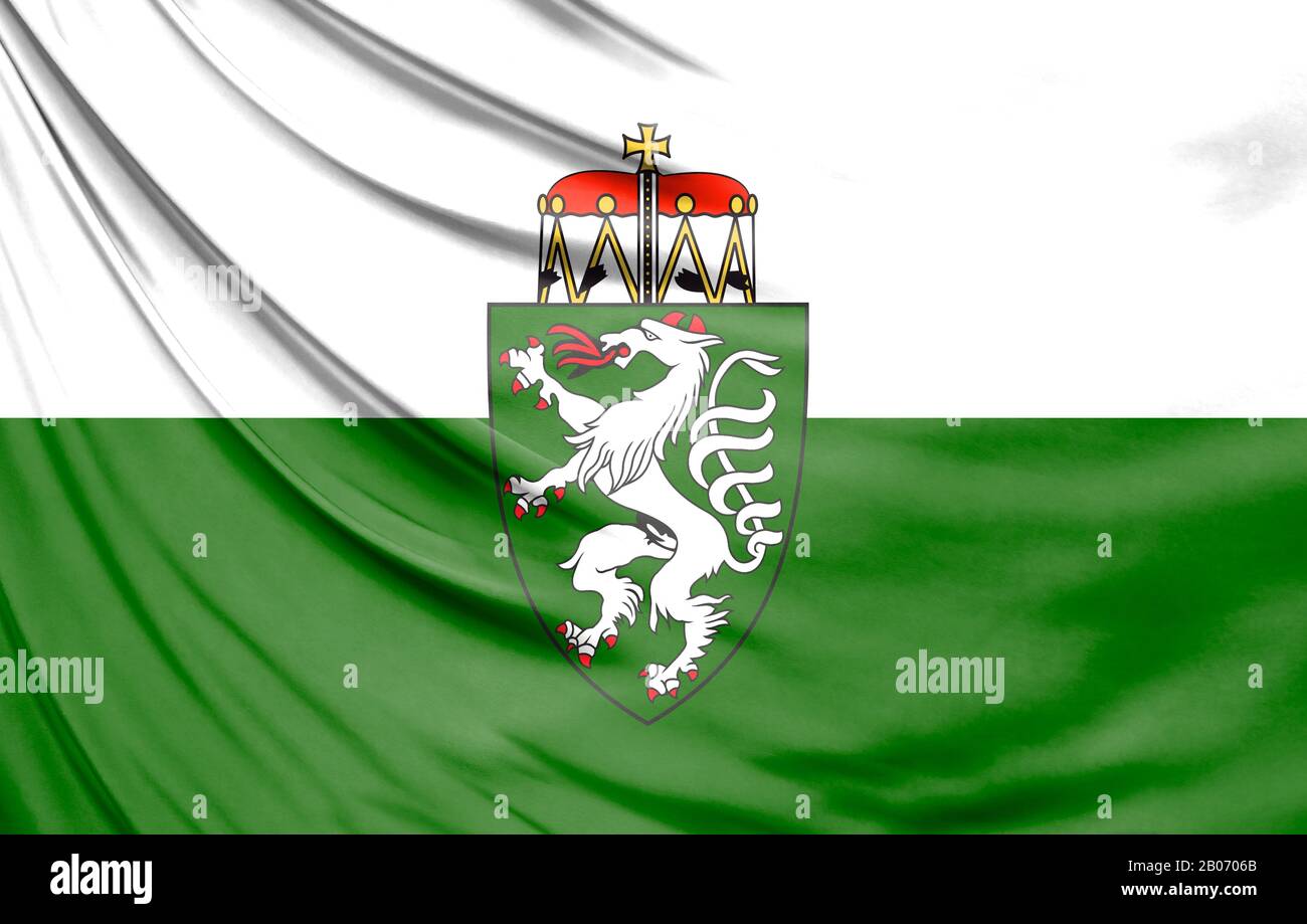 Realistic flag of Styria on the wavy surface of fabric Stock Photo - Alamy
