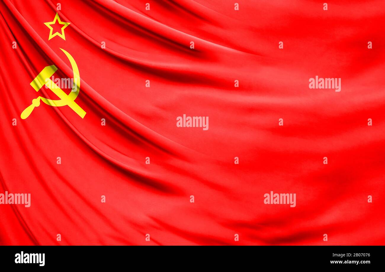 Realistic flag of USSR on the wavy surface of fabric Stock Photo - Alamy