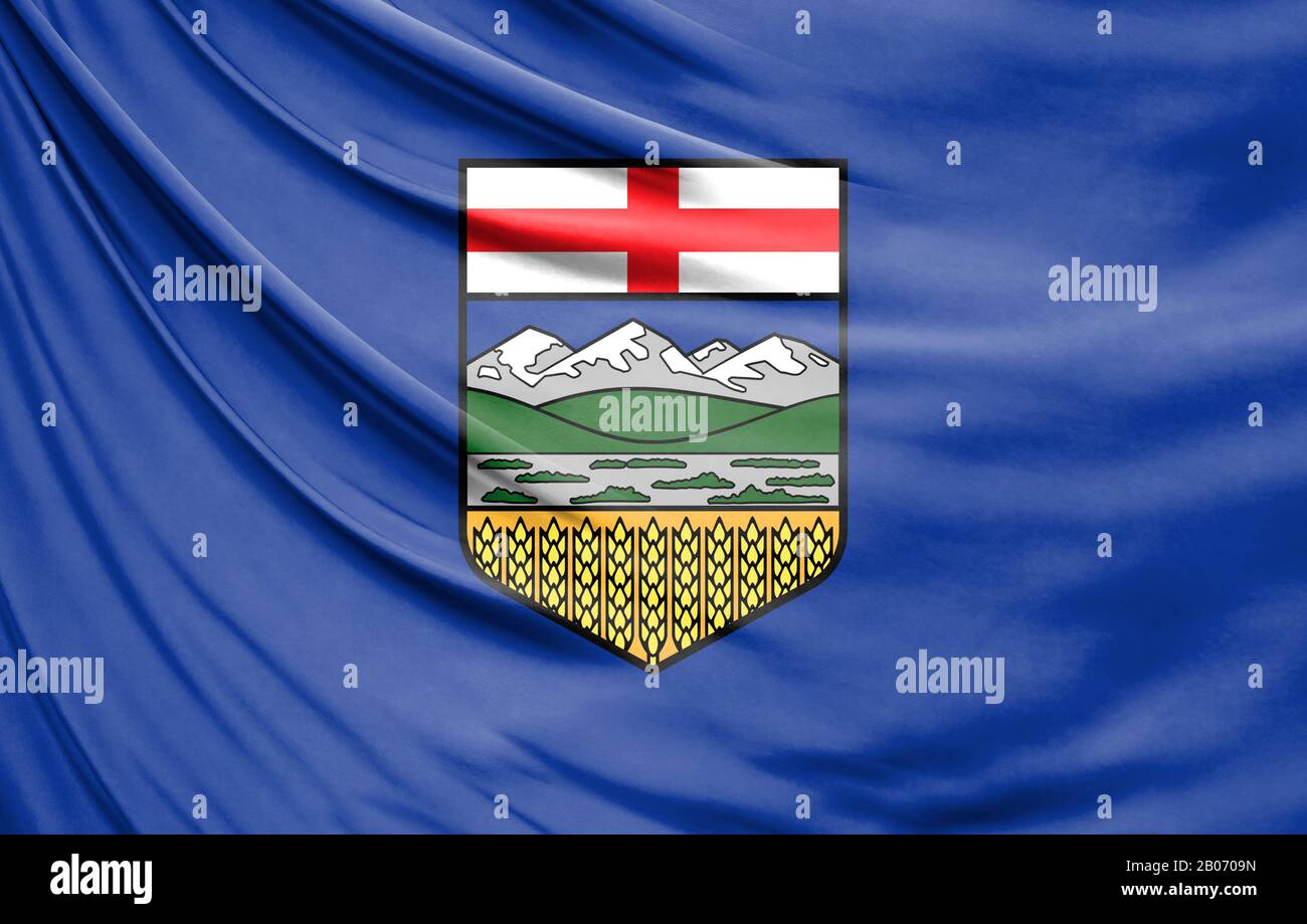 Realistic flag of Alberta on the wavy surface of fabric Stock Photo - Alamy