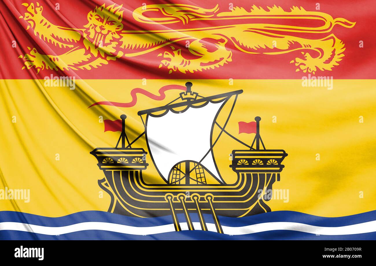 Realistic flag of New Brunswick on the wavy surface of fabric Stock ...