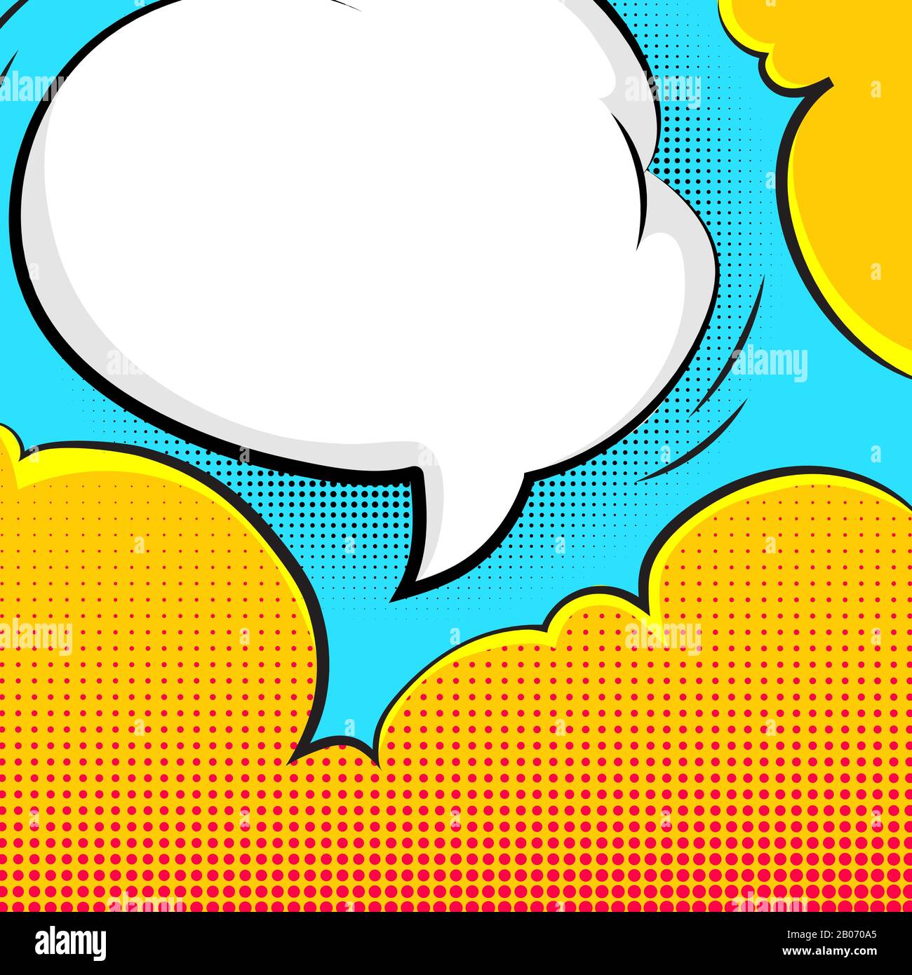 Blank bubble talk in pop art style vector background. Dialog and expression, empty speech comic ...