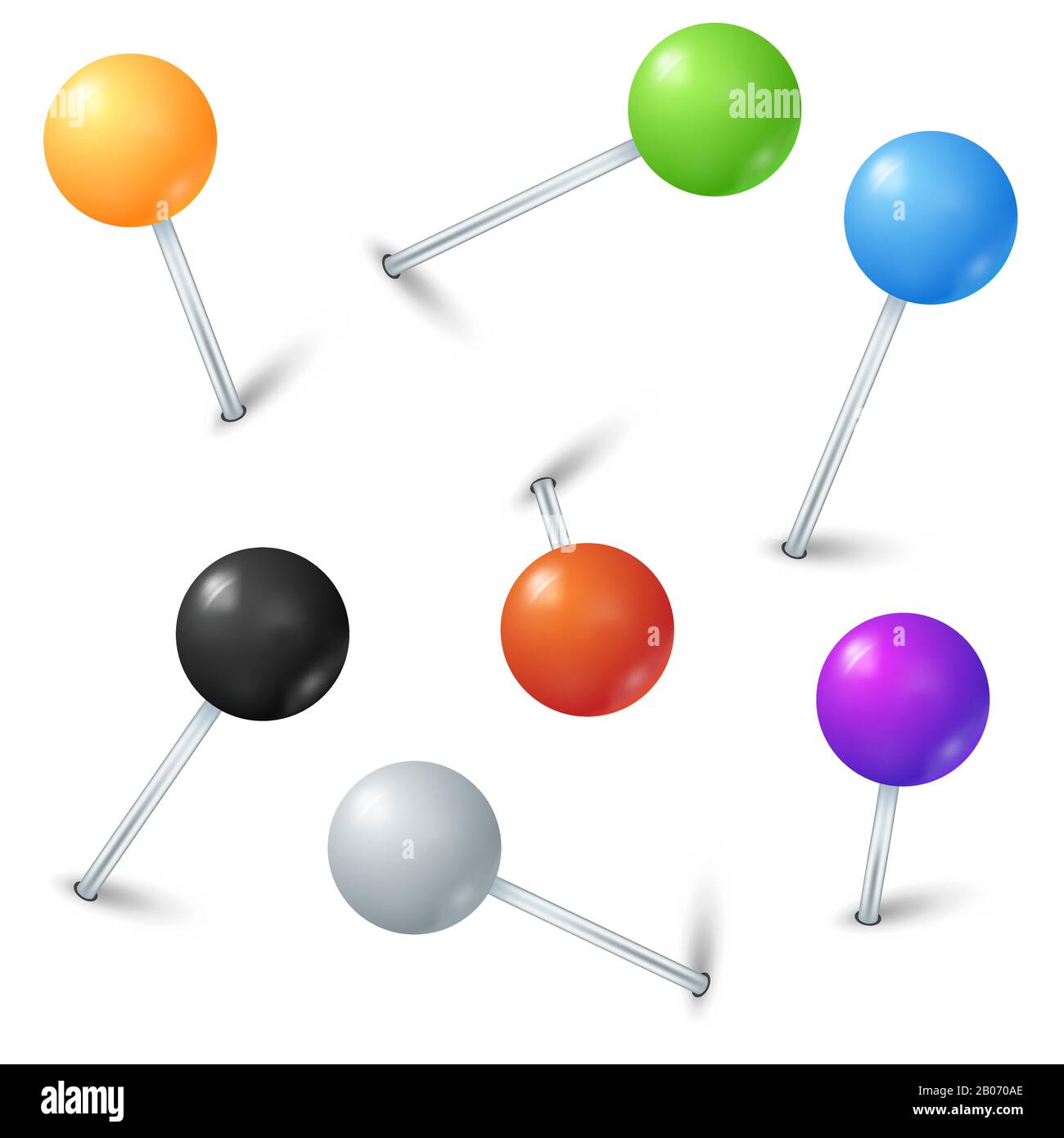 Color realistic map pins vector set. Push button for marker location on ...