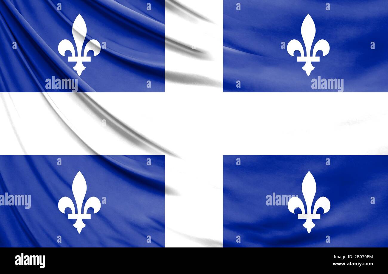 Realistic flag of Quebec on the wavy surface of fabric Stock Photo - Alamy