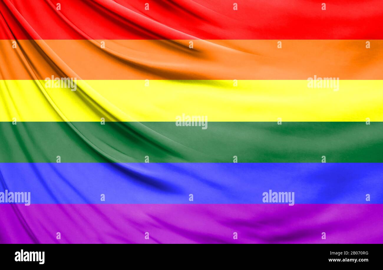 Realistic flag of lgbt on the wavy surface of fabric Stock Photo - Alamy