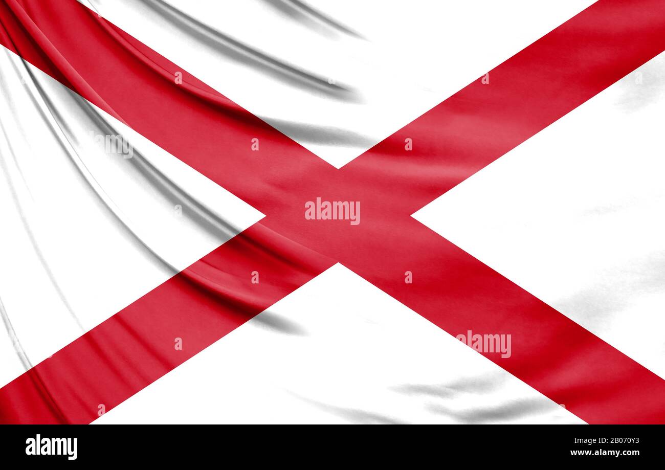 Realistic flag State of Alabama on the wavy surface of fabric Stock ...