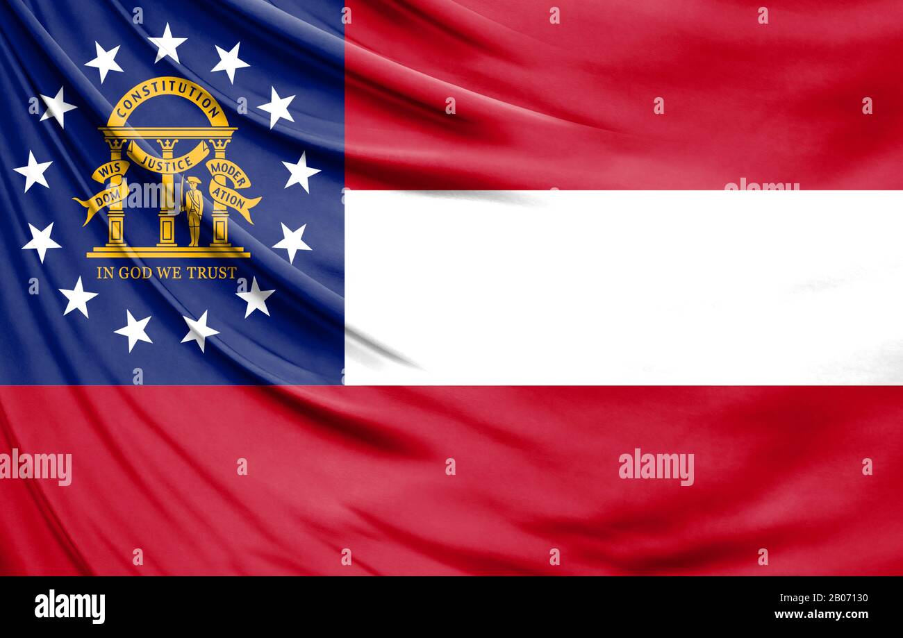 Realistic flag State of Georgia on the wavy surface of fabric Stock ...