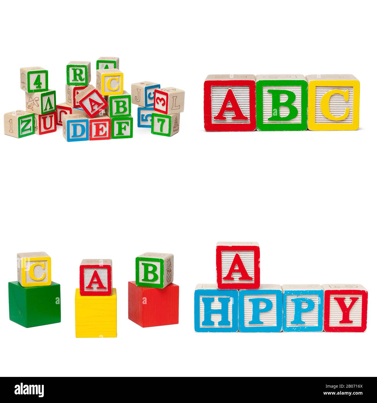 Wooden alphabet blocks isolated on white background Stock Photo - Alamy