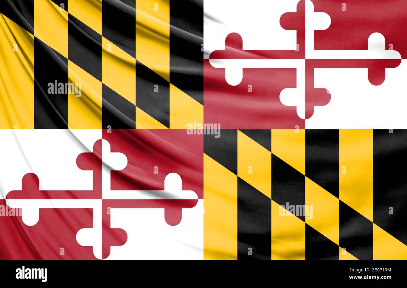 Realistic flag State of Maryland on the wavy surface of fabric Stock ...