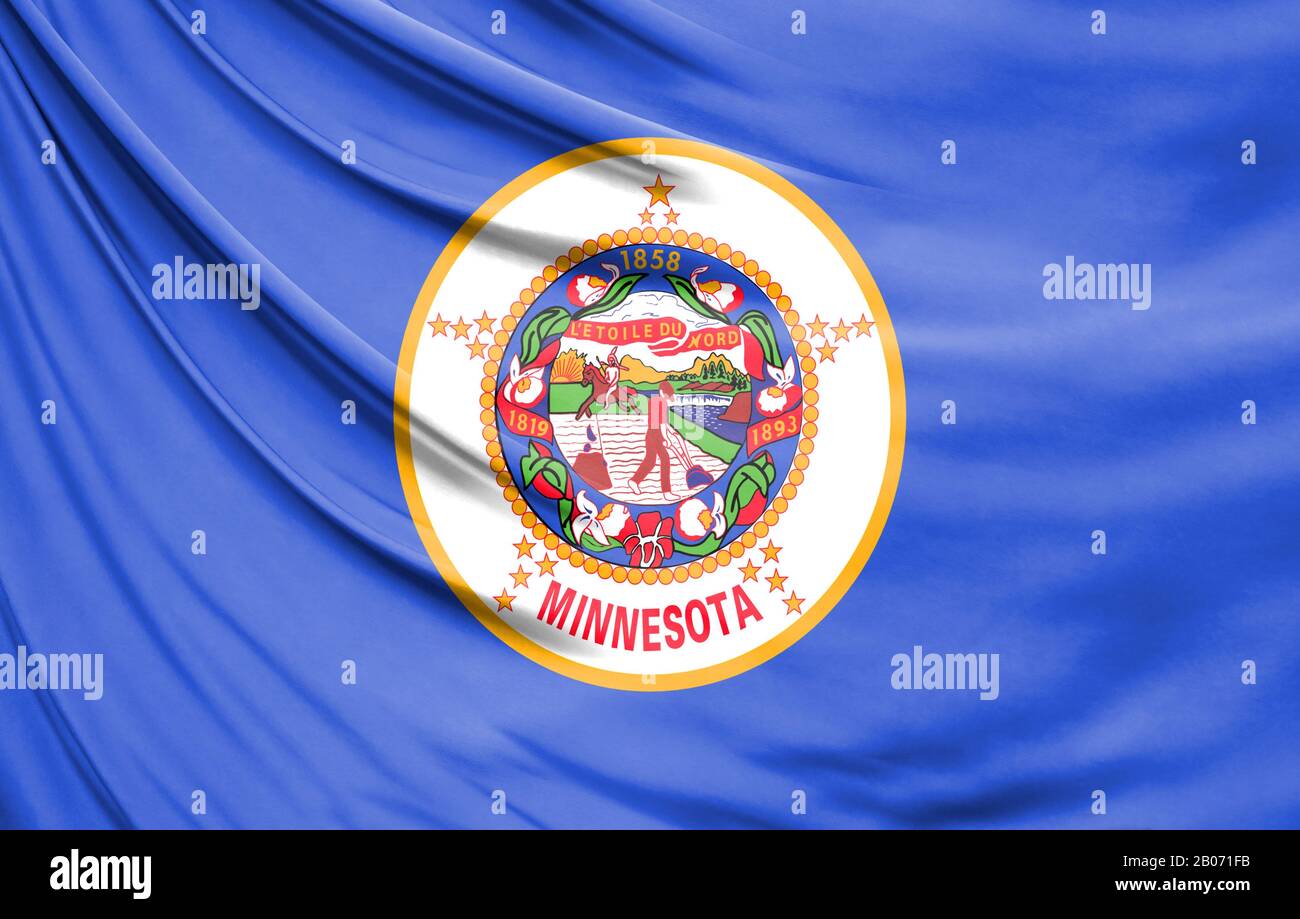 Realistic flag State of Minnesota on the wavy surface of fabric Stock ...