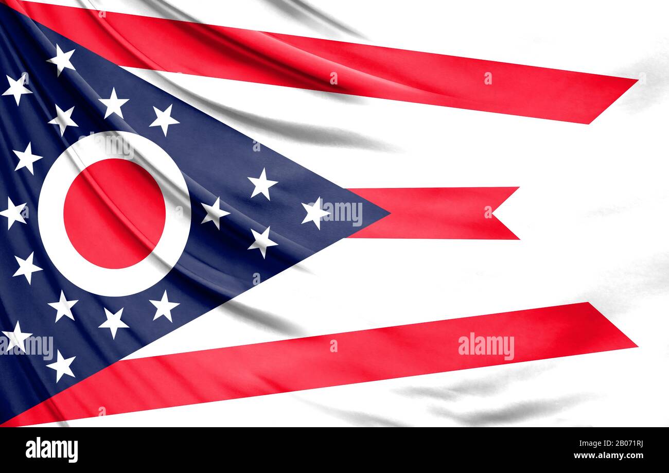 Realistic flag State of Ohio on the wavy surface of fabric Stock Photo ...